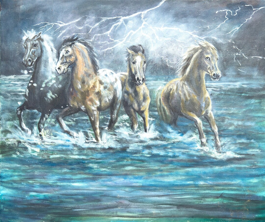Night Fury, an Original Oil Painting on Stretched Canvas, Wild Mustang ...