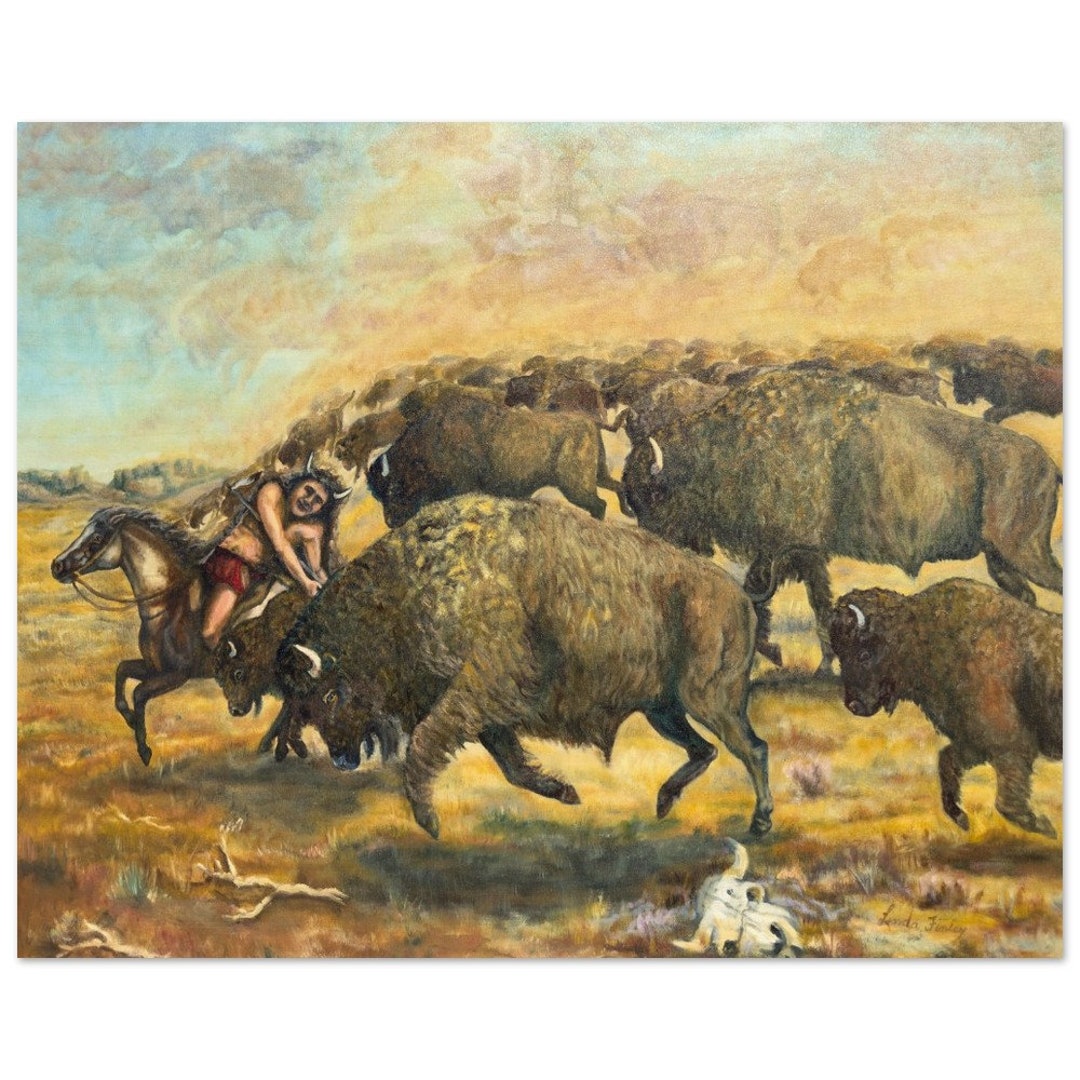 Spirit Hunter, Wood Print, Reproduced Oil Painting, Native American ...
