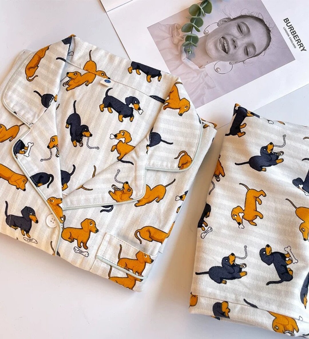 Cute Puppy Pajama Set, Dog Lovers' PJS, Dog Print, 100% Cotton Matching ...