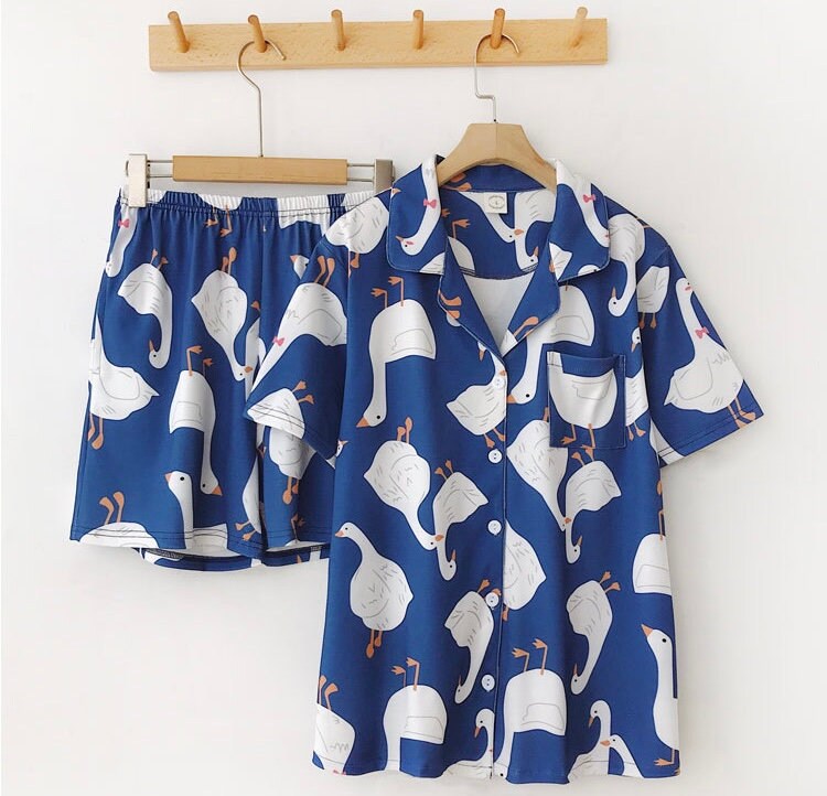 Summer Matching PJS, 100% Cotton Pajamas, Cute Goose Pattern, Valentine ...