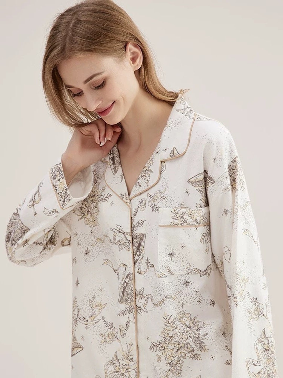 Beige Pajamas Starry Sky Sleepwear Unique Gift Wrapped 100% - Etsy