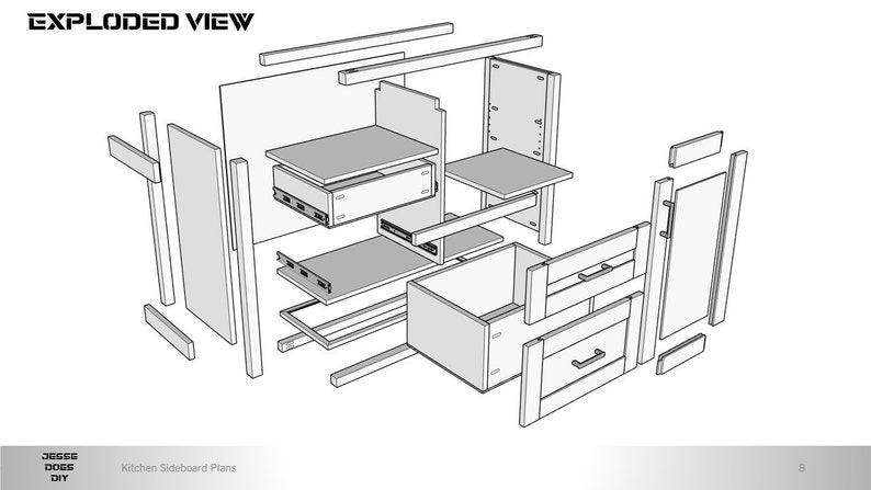 Kitchen Sideboard Cabinet Plans: Rustic Design, Roomy Interior (PDF ...