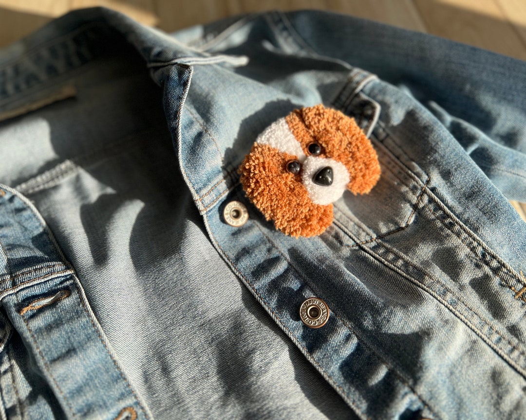 Punch Needle Dog Pin, Embroidery Cute Pin, Punch Needle Brooch, Gift ...