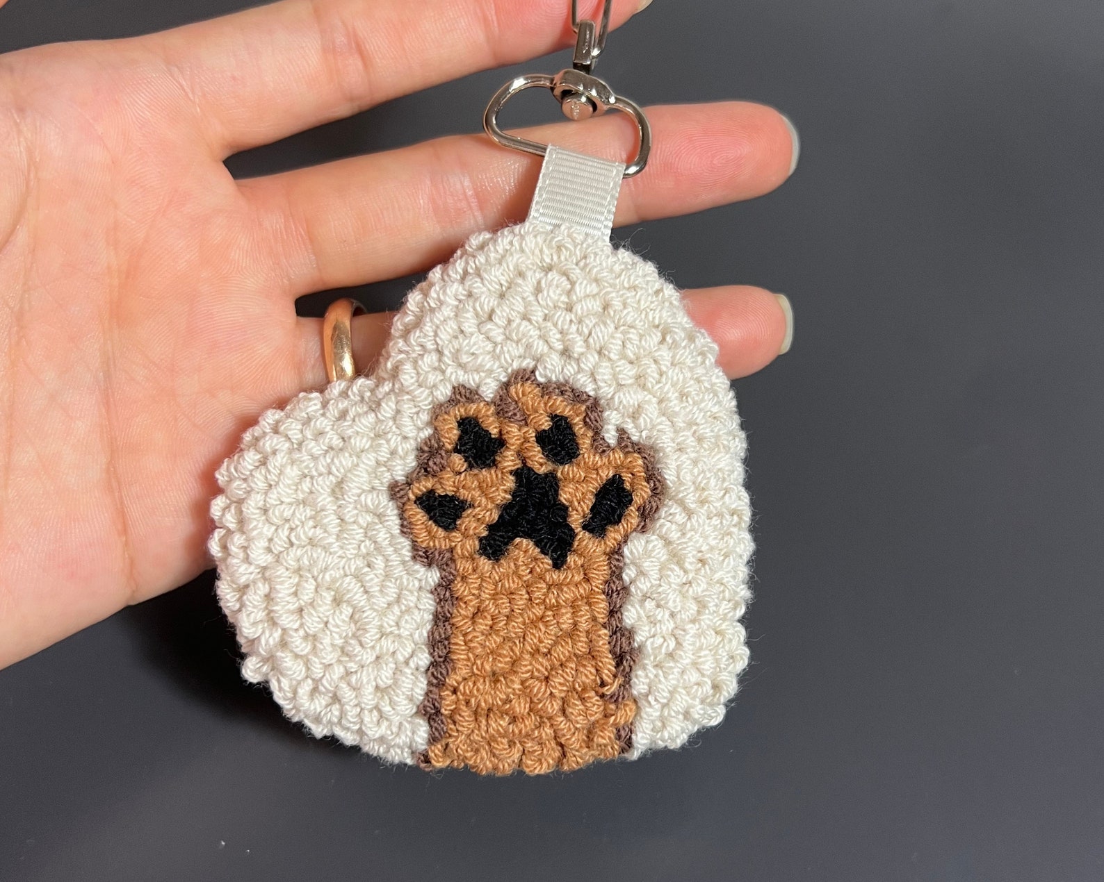 Punch Needle Keychain, Tufted Car Charm, Handmade Bag Accessory - Etsy