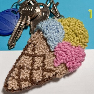 Punch Needle Keychain, Tufted Colorful Keychain, Punch Needle Bag Charm ...