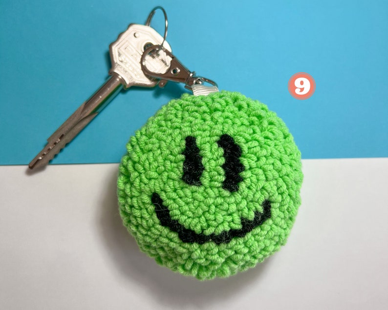 Punch Needle Keychain, Tufted Colorful Keychain, Punch Needle Bag Charm ...