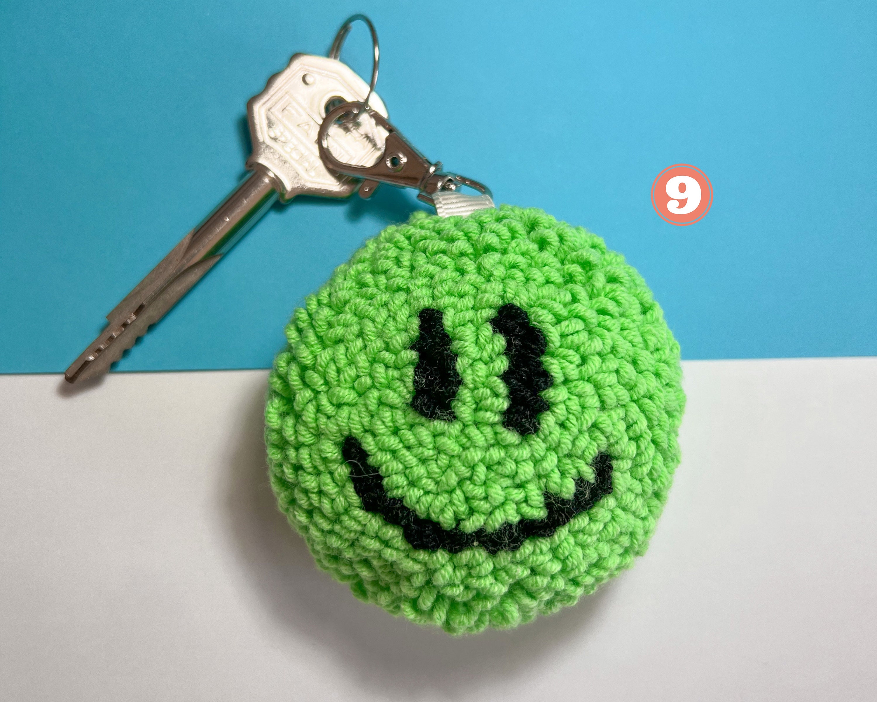 Punch Needle Keychain, Tufted Colorful Keychain, Punch Needle Bag Charm ...