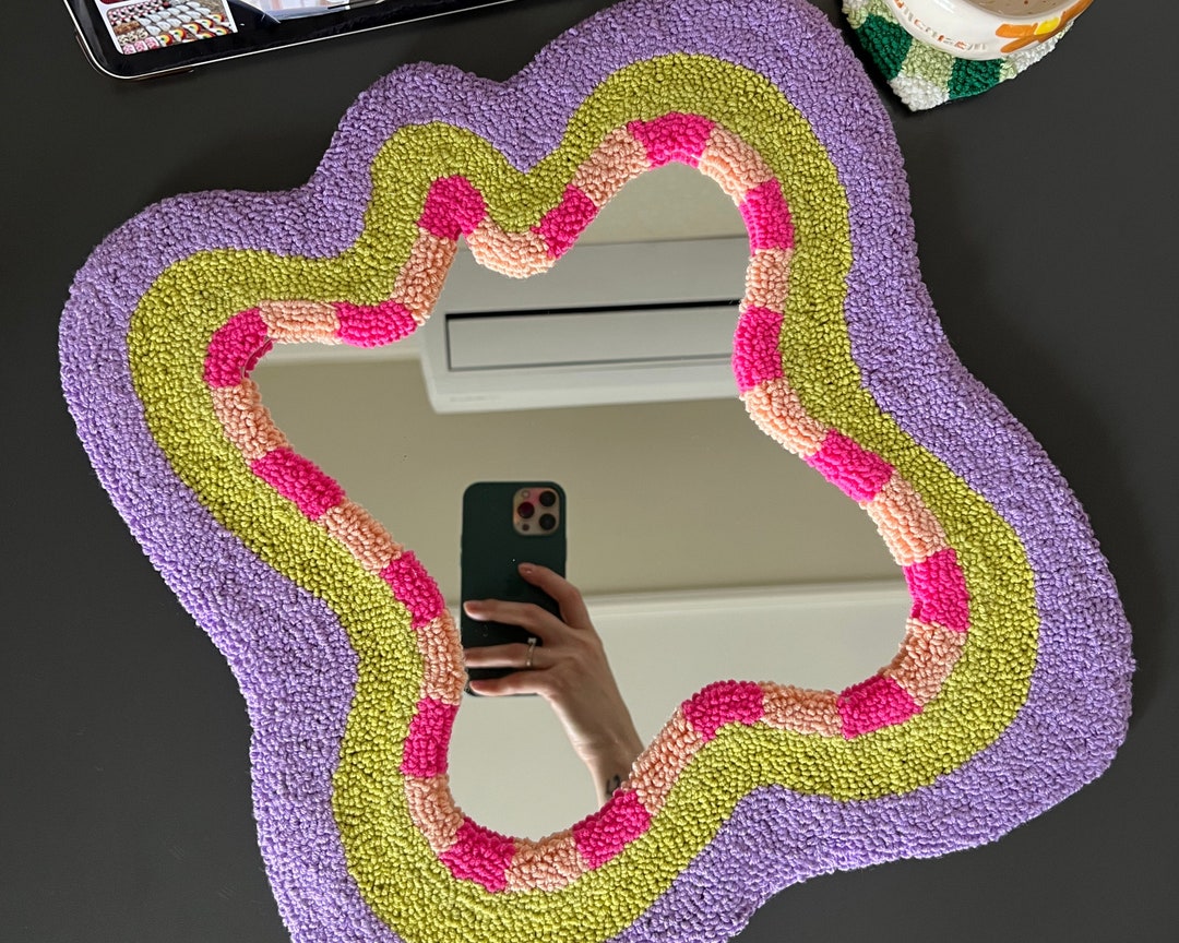 Punch Needle Coloring Mirror, Cute Gift Mirror, Housewarming Gift ...