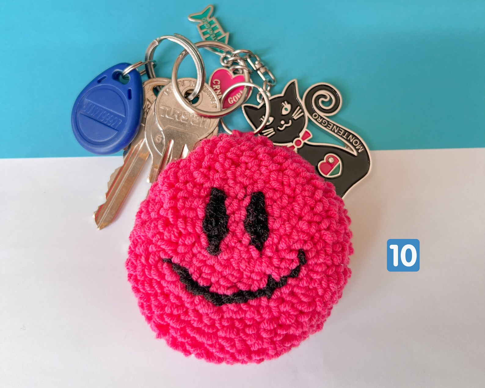 Punch Needle Keychain, Tufted Car Charm, Handmade Bag Accessory - Etsy