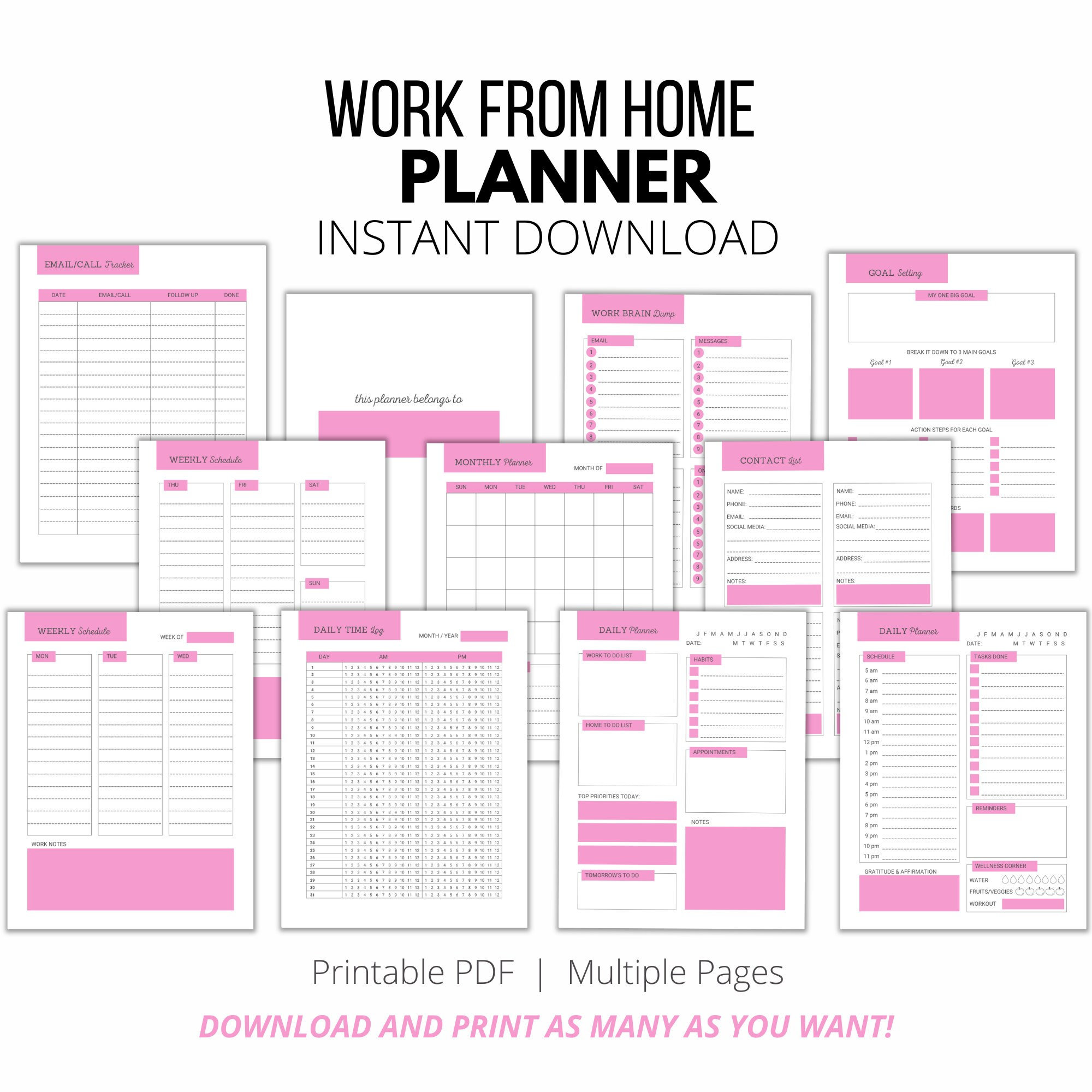 Work From Home Planner - Etsy