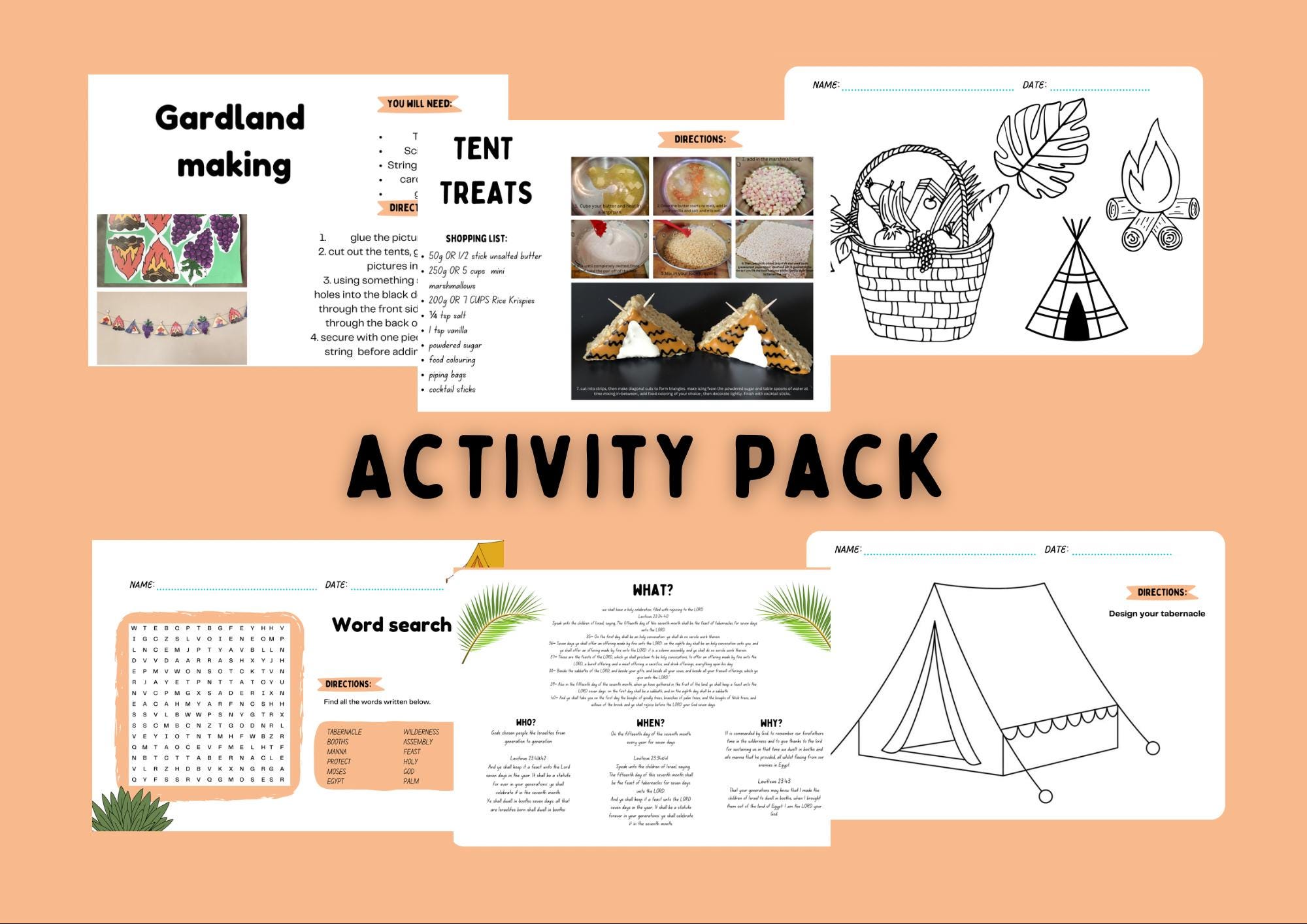 Fun Feast of Tabernacles Activity Pack| Sukkot Learning - Etsy