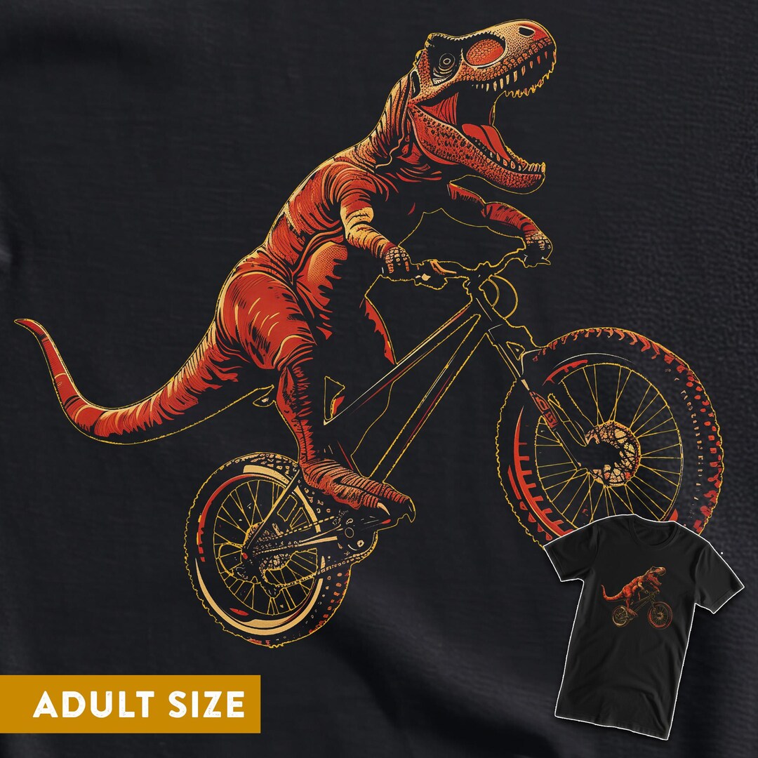 T-rex MTB Dinosaur Mountain Bike T-shirt - Etsy