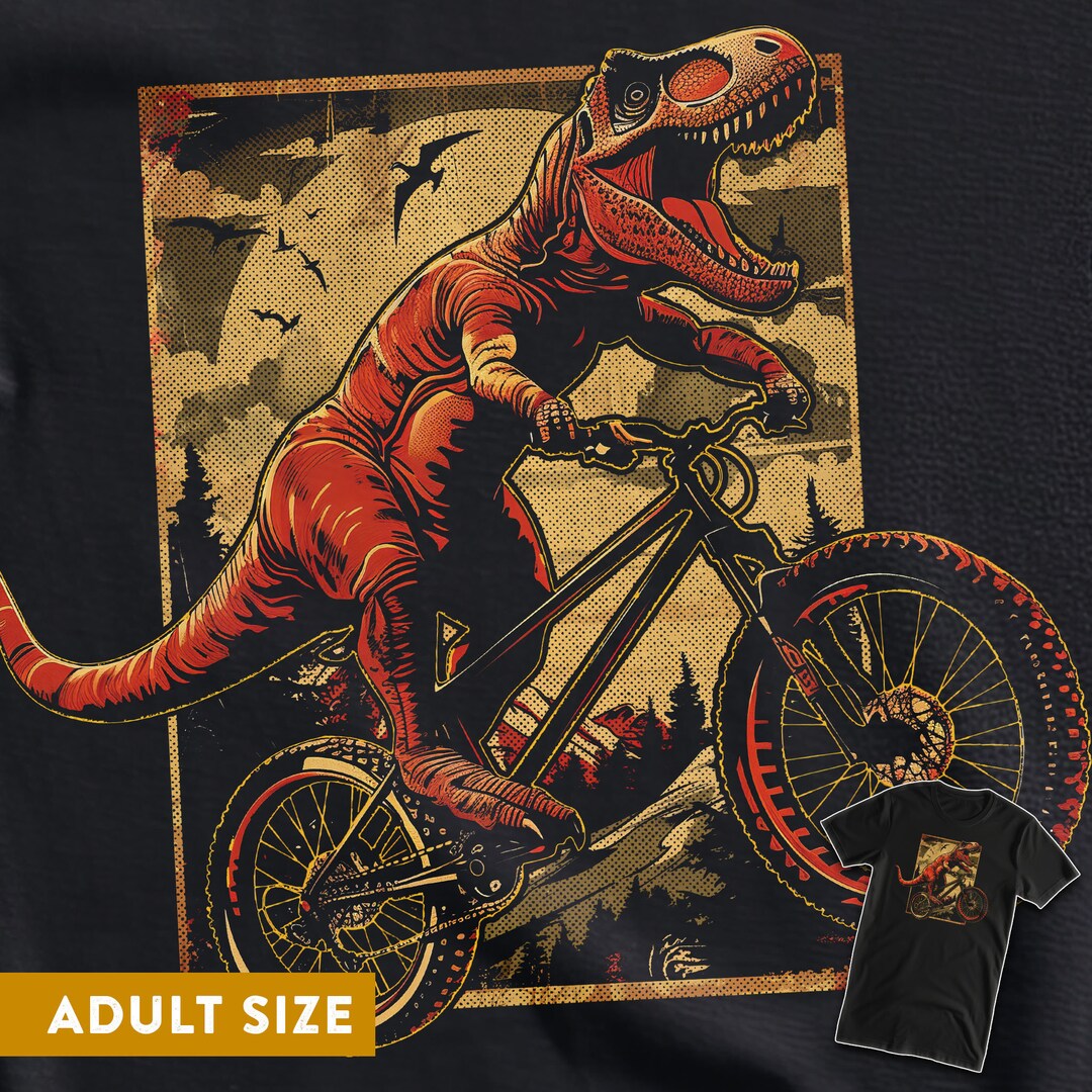T-rex MTB Dinosaur Mountain Bike T-shirt - Etsy
