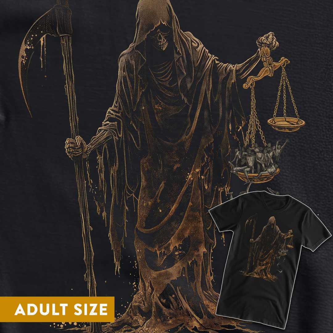 Death of Justice, Grim Reaper Black T-shirt - Etsy