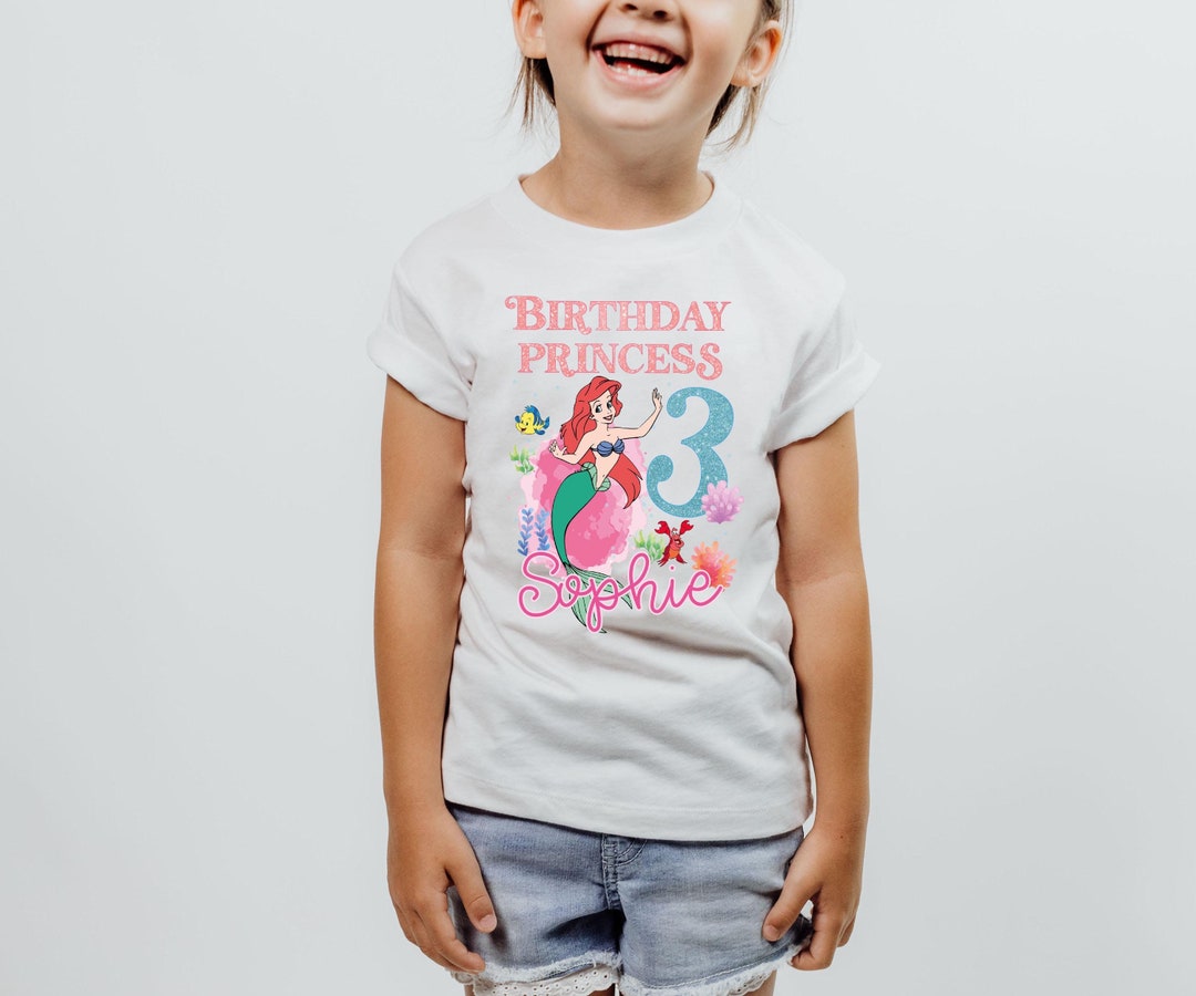 Custom Little Mermaid Birthday Princess Shirt, , Afro Little Mermaid T-shirt, Custom Princess ...