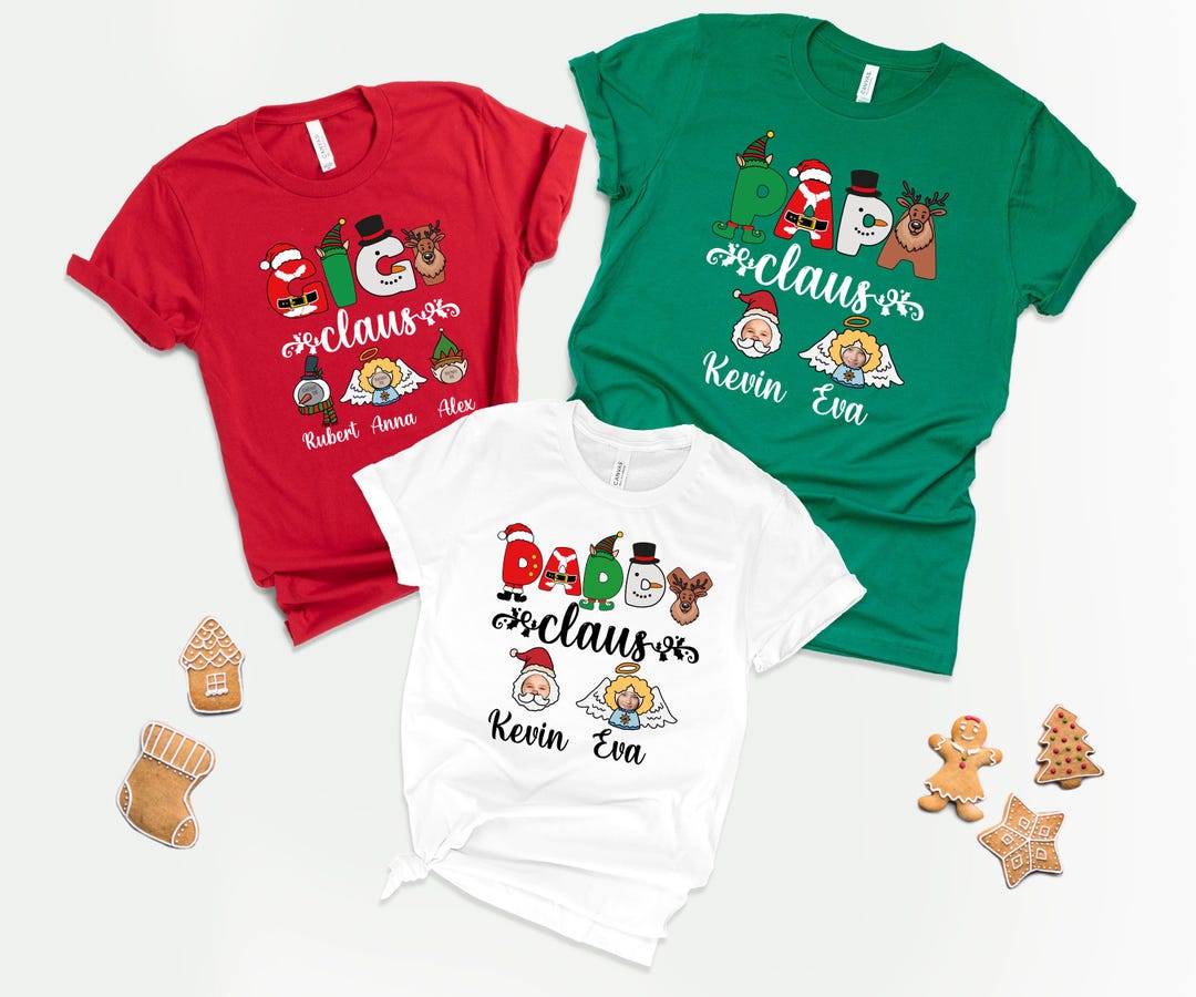 Personalized Papa Daddy Gigi Claus Shirts, Daddy Claus Shirt, Custom ...