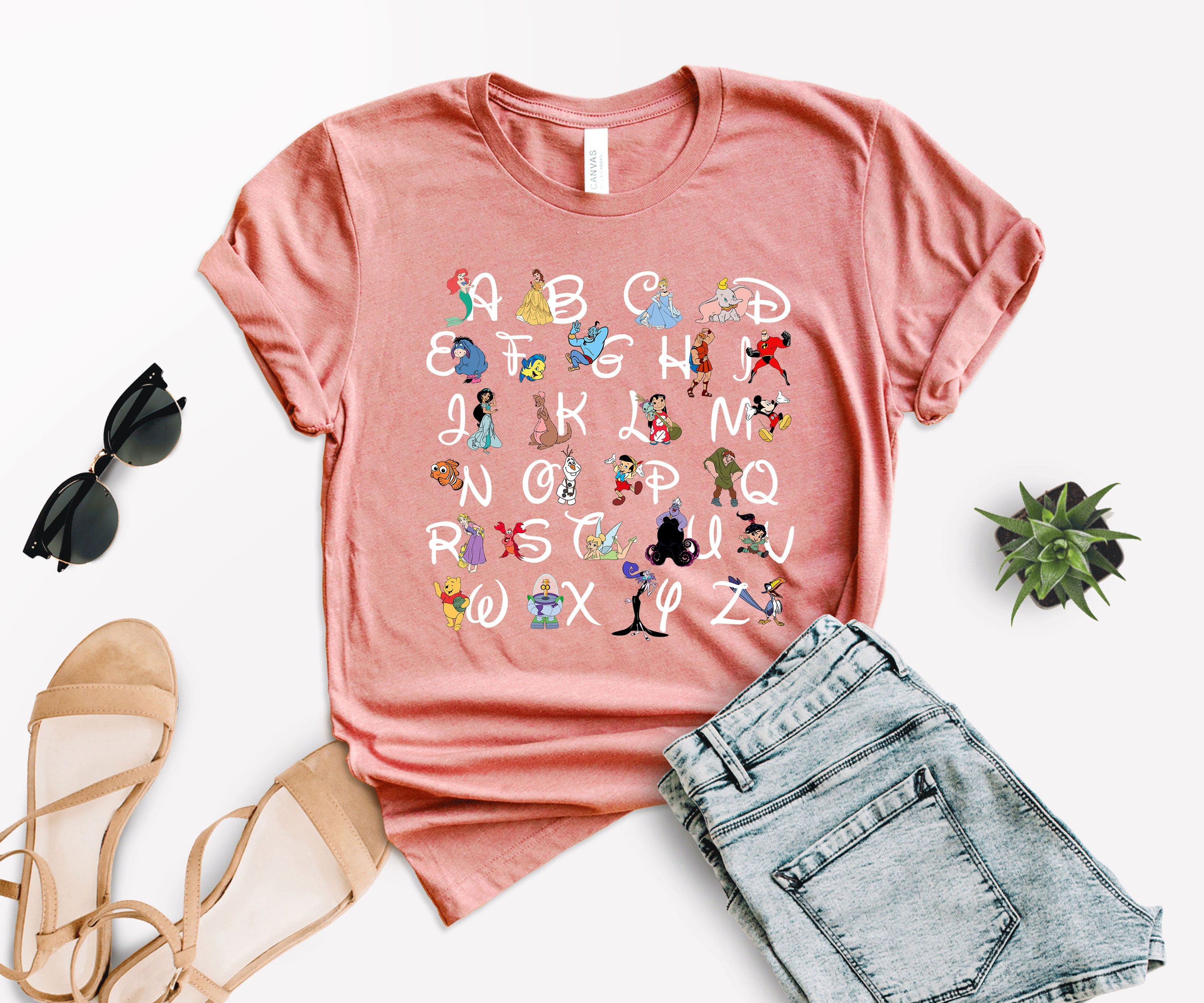 Disney Teacher Alphabet Characters From A to Z T-shirt, Disney Teacher ...