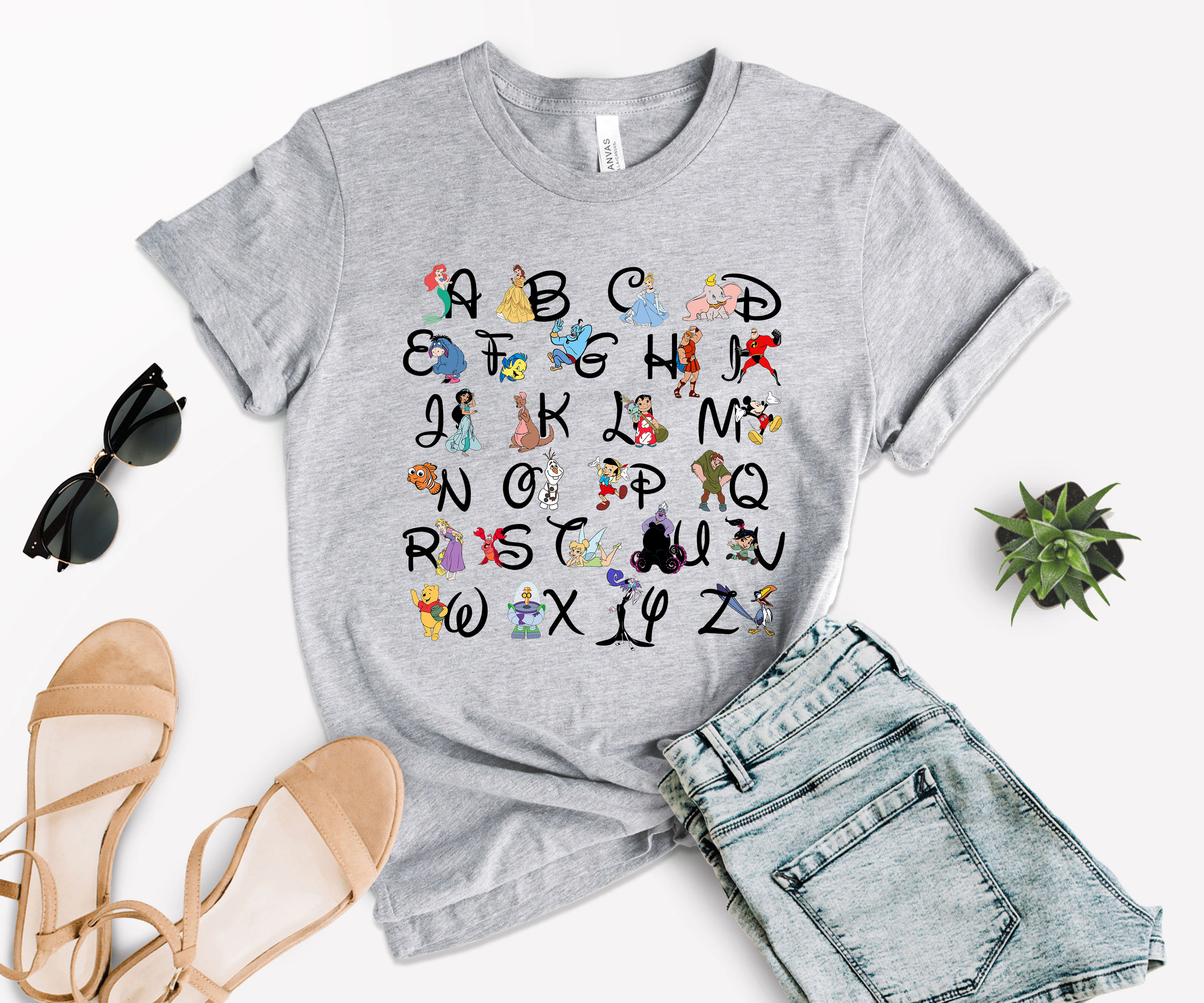 Disney Teacher Alphabet Characters From A to Z T-shirt, Disney Teacher ...