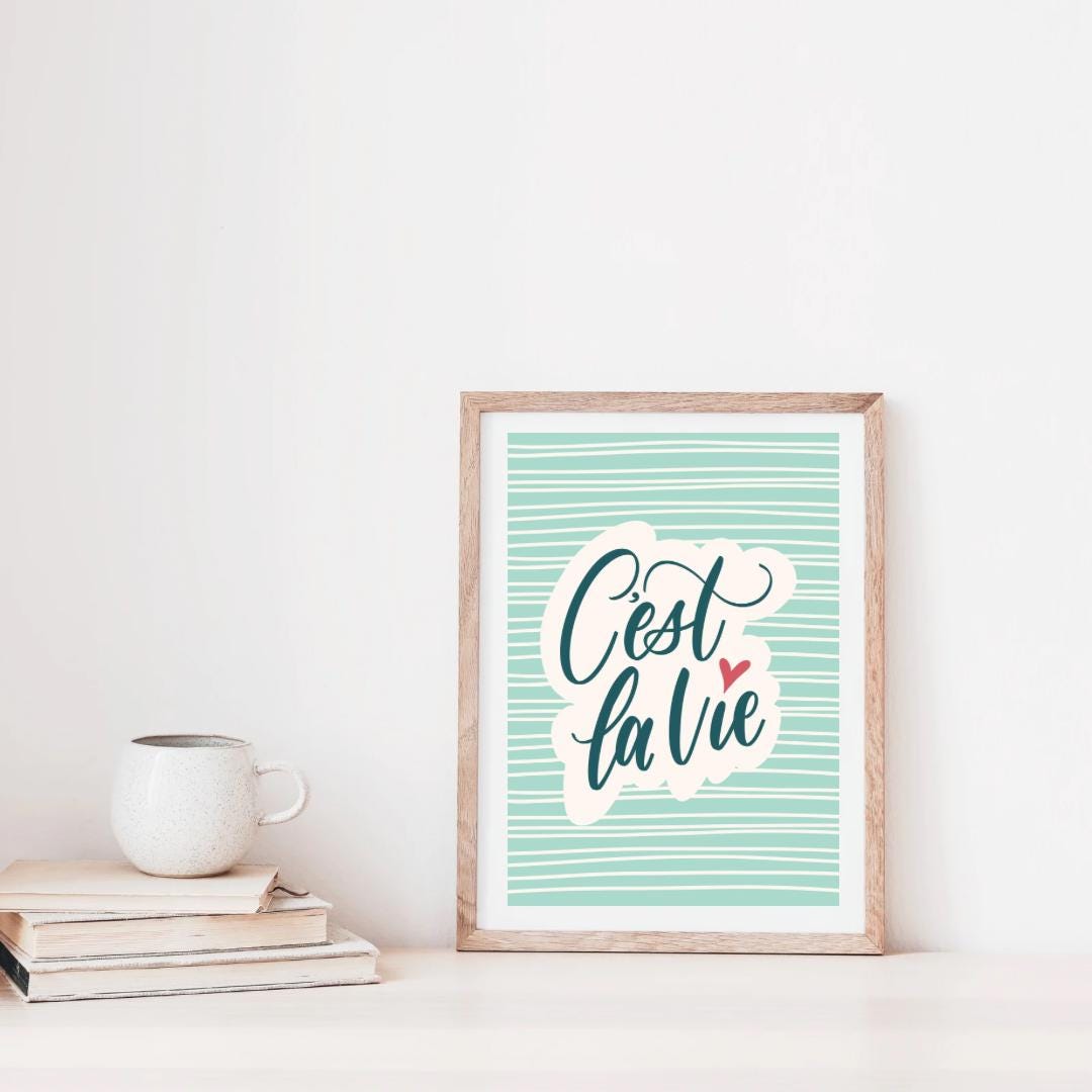 Cest La Vie French Poster Hand Drawn Boho Wall Art Digital Printable ...