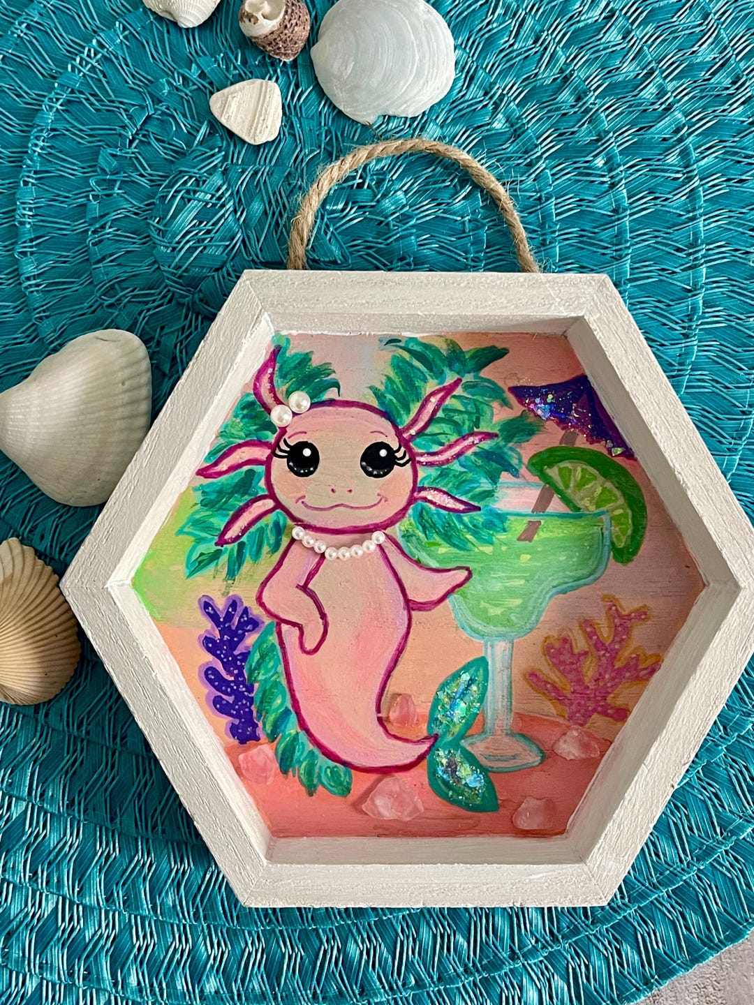 Tropical Axolotl Wall Art: Cocktail-themed Shadowbox - Loti Fizzlepip ...