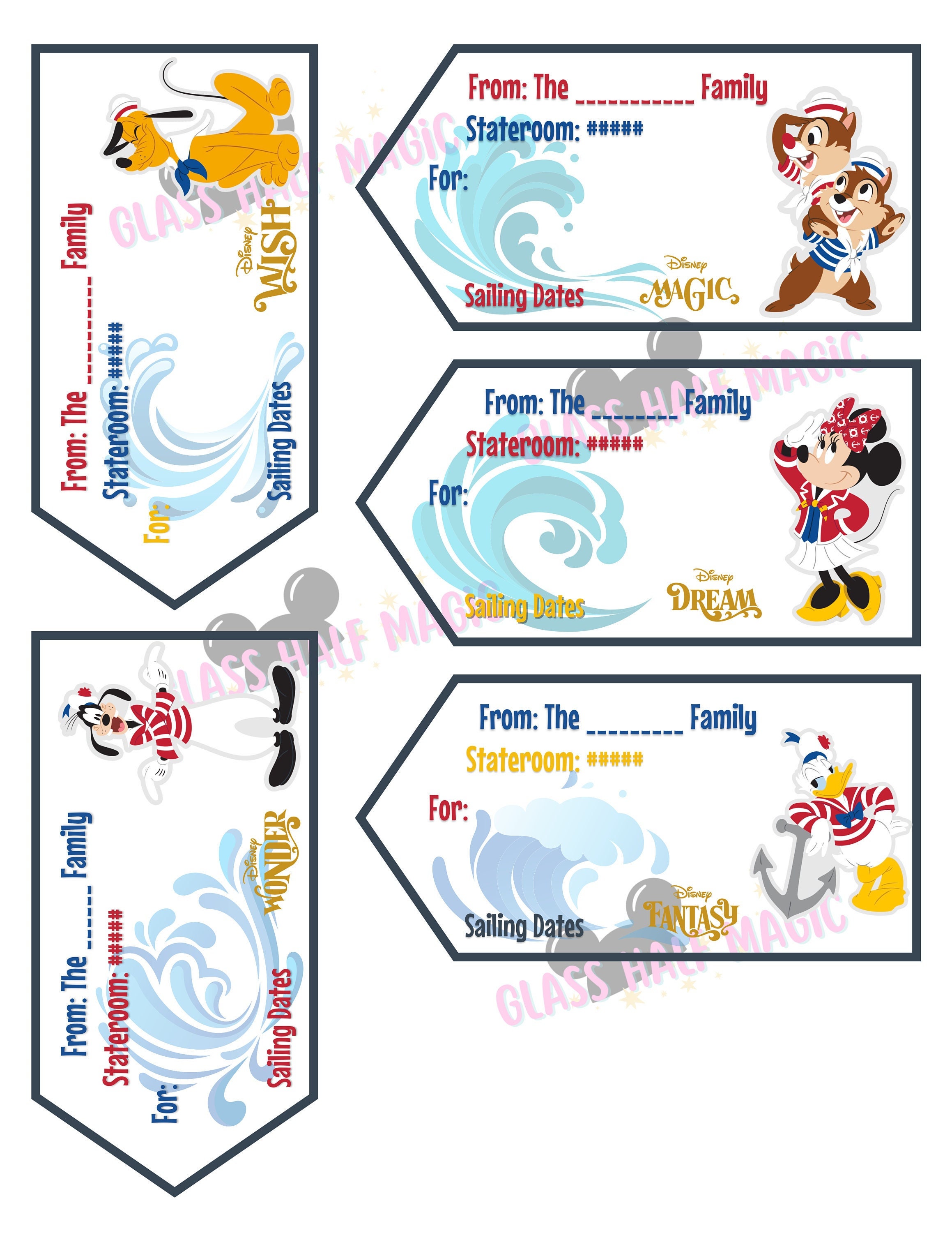 Fish Extender Tags Wave Design Personalized With YOUR Name, Ship, and ...