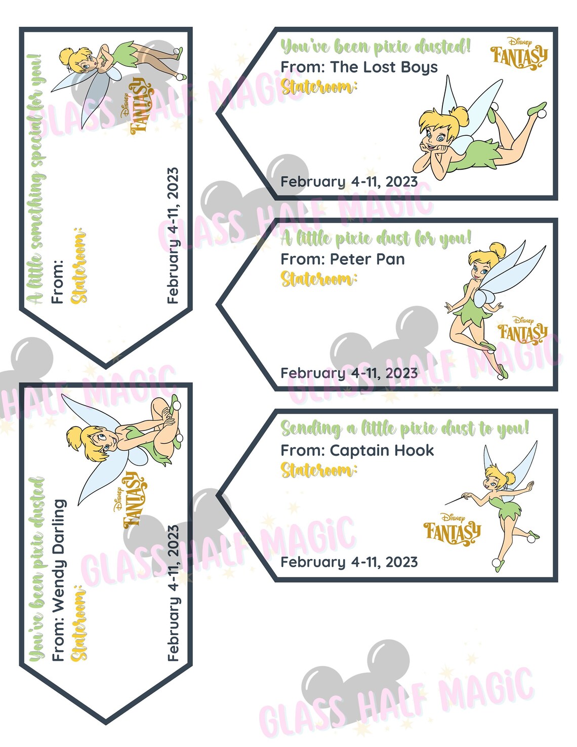 Fish Extender Tags PIXIE DUST Tags Personalized With YOUR Name, Ship, and Cabin Info Digital ...