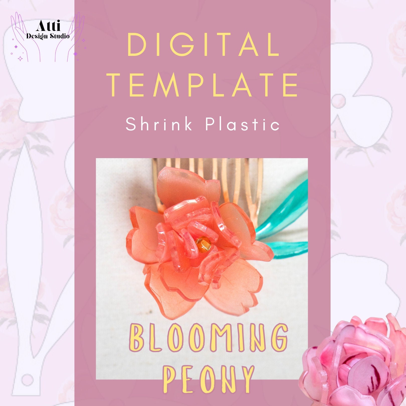 INTERMEDIATE Level: Blooming Peony Digital Template - Etsy