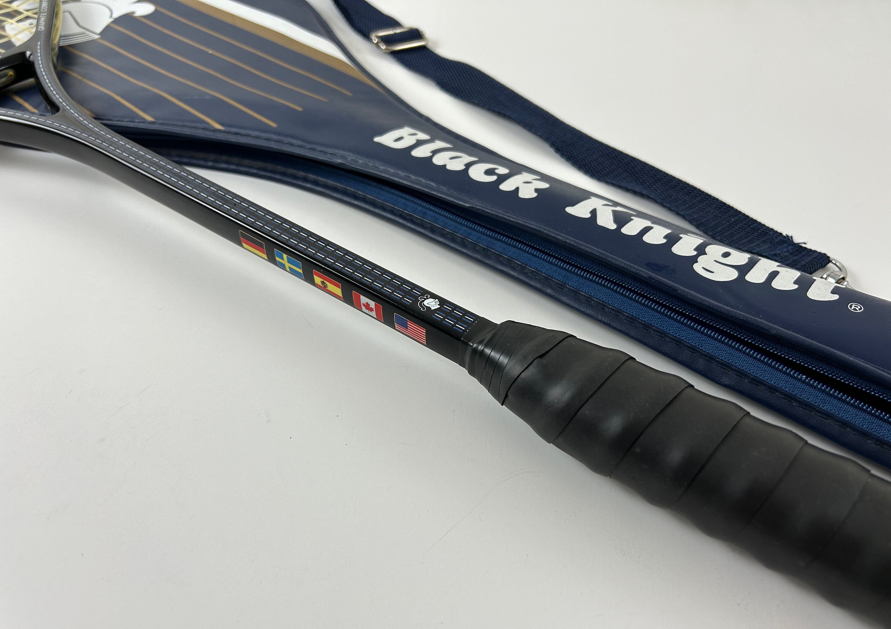 Black Knight 1980's Collectible Black Squash Racket Includes Blue Gold ...