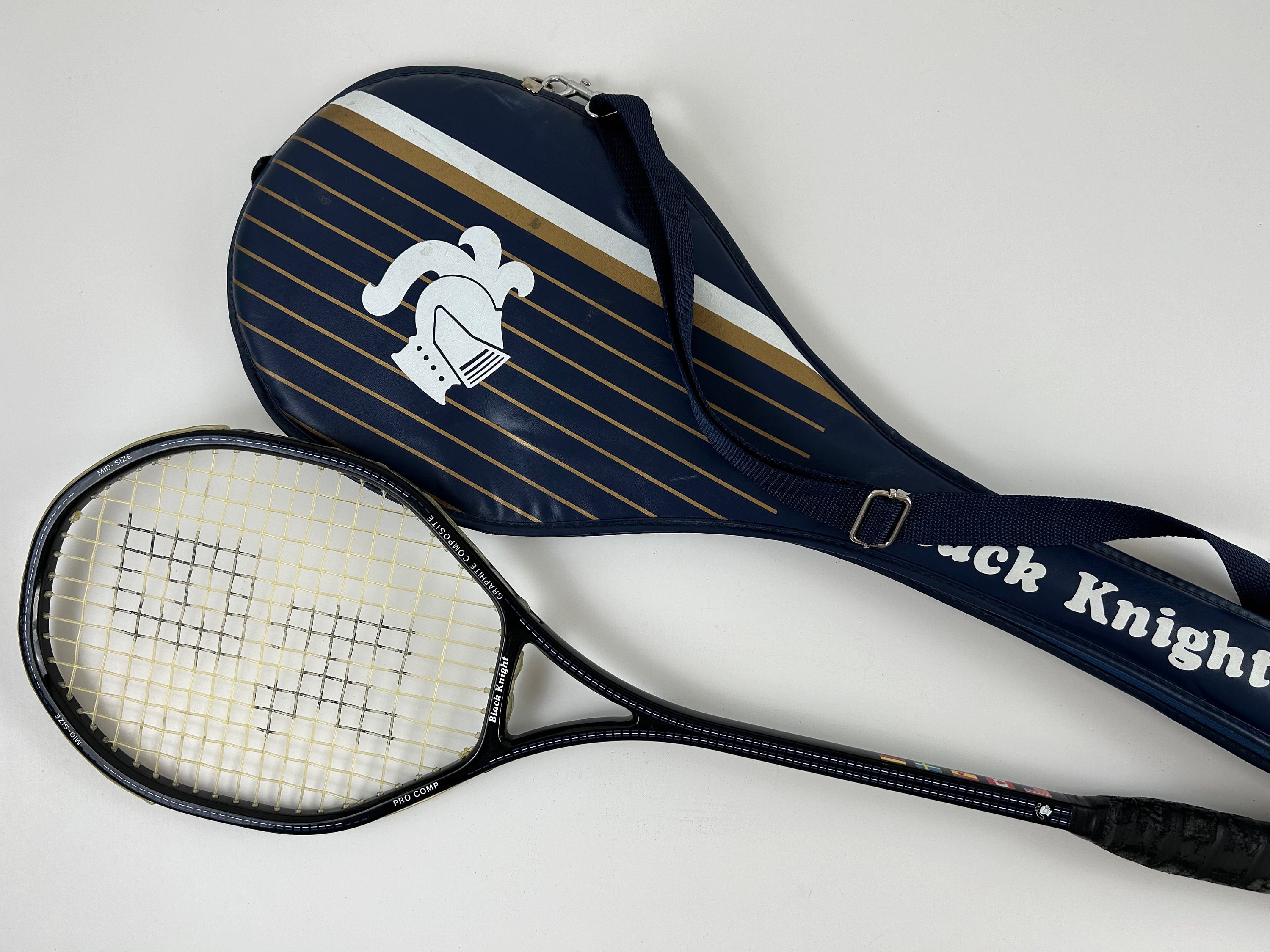 Black Knight 1980's Collectible Black Squash Racket Includes Blue Gold ...