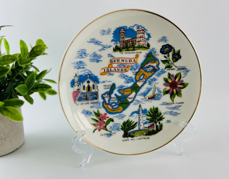Bermuda Souvenir Plate Bermuda Islands Bermuda Sites Bermuda Flowers ...