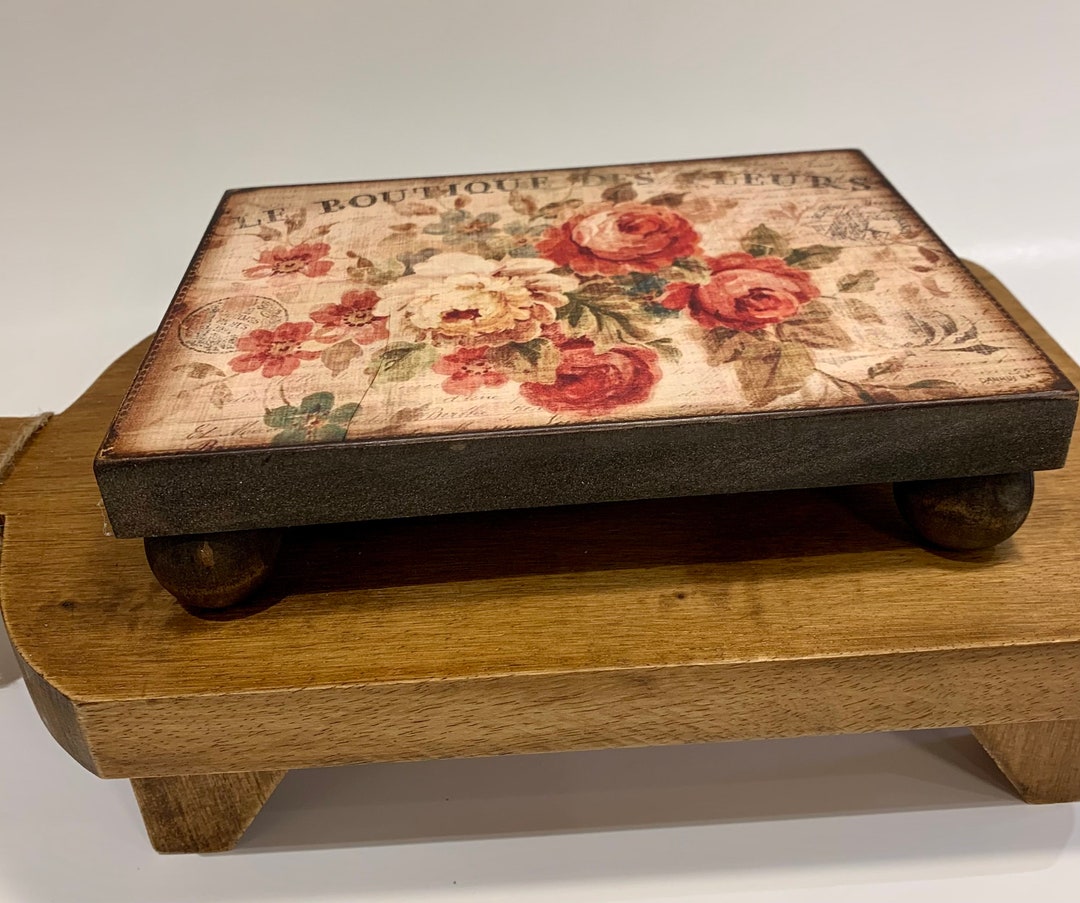 Vintage French Floral Inspired Wooden Riser - Etsy