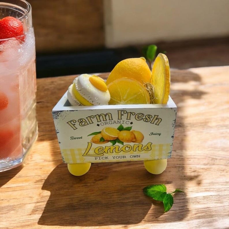 Farm Fresh Lemons Mini Crate for Tiered Tray Decor - Etsy