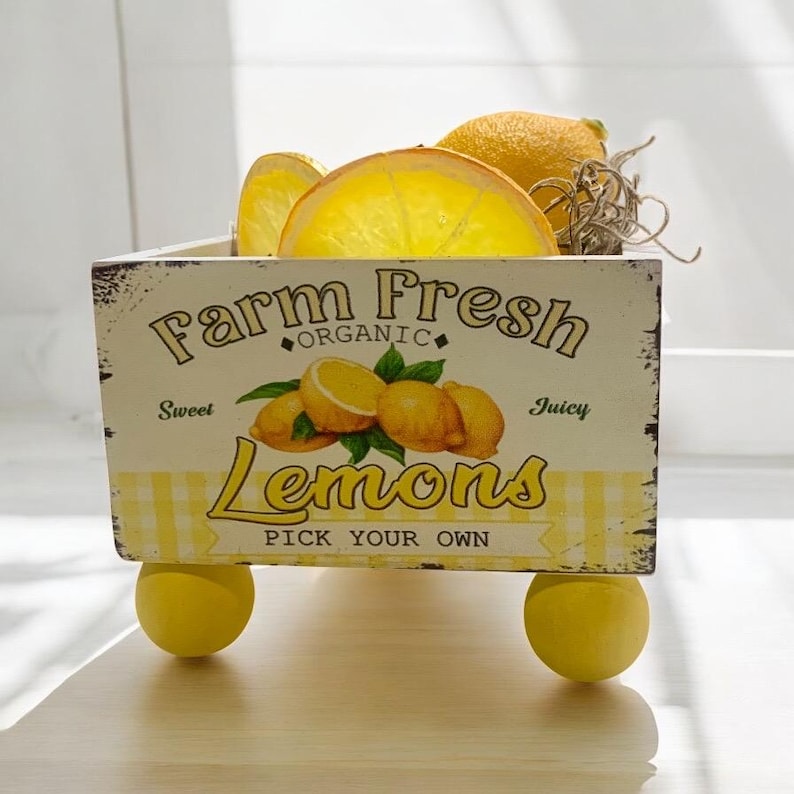 Farm Fresh Lemons Mini Crate for Tiered Tray Decor - Etsy
