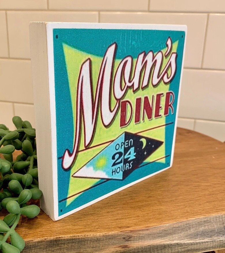 Mom's Diner Sign, Retro Tiered Tray Decor Sign, Retro. Kitchen Sign ...