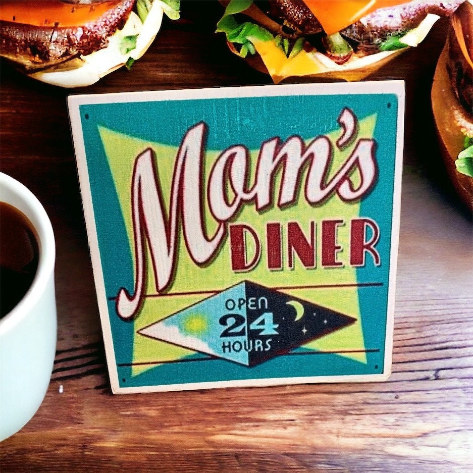 Mom's Diner Sign, Retro Tiered Tray Decor Sign, Retro. Kitchen Sign ...