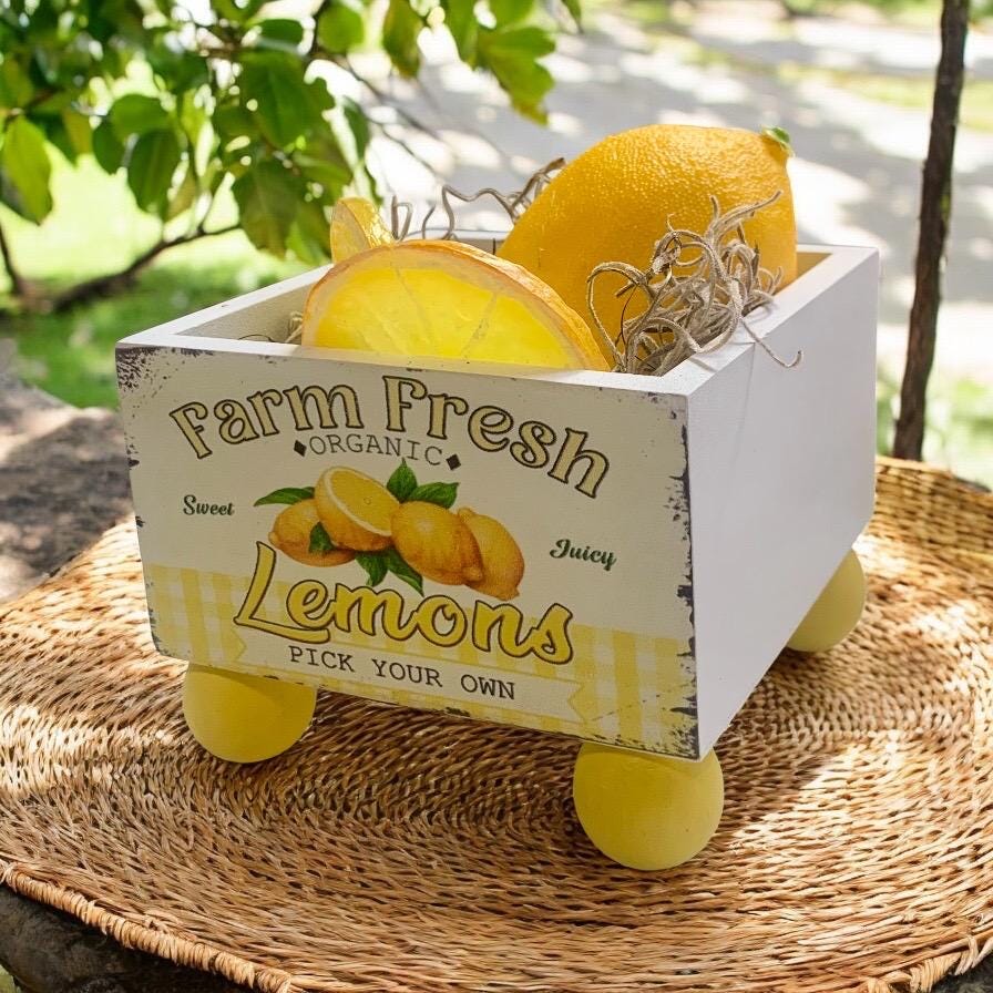 Farm Fresh Lemons Mini Crate for Tiered Tray Decor - Etsy