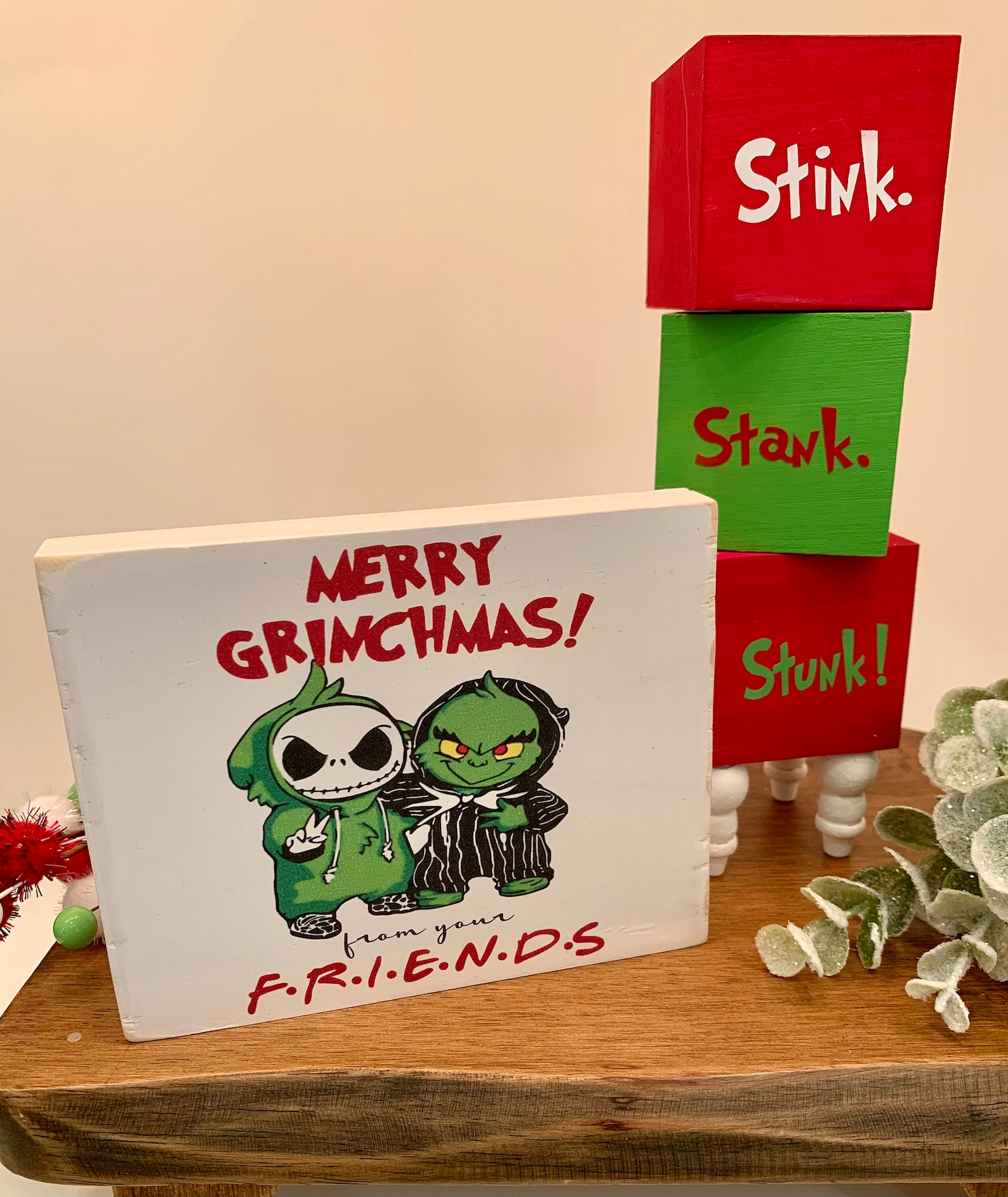 Grinch Wood Stacked Tiered Tray Decor - Etsy