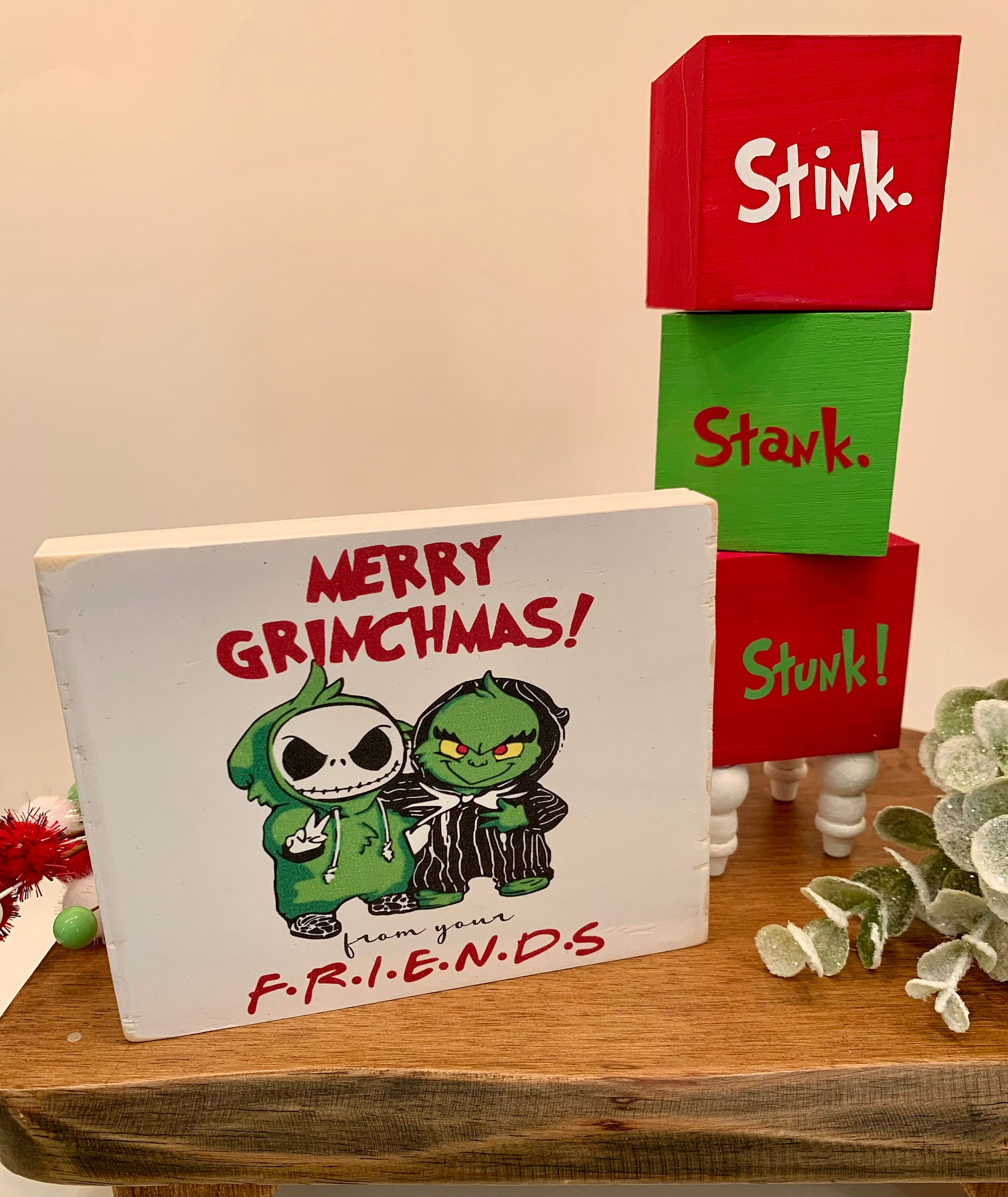 Grinch Wood Stacked Tiered Tray Decor - Etsy