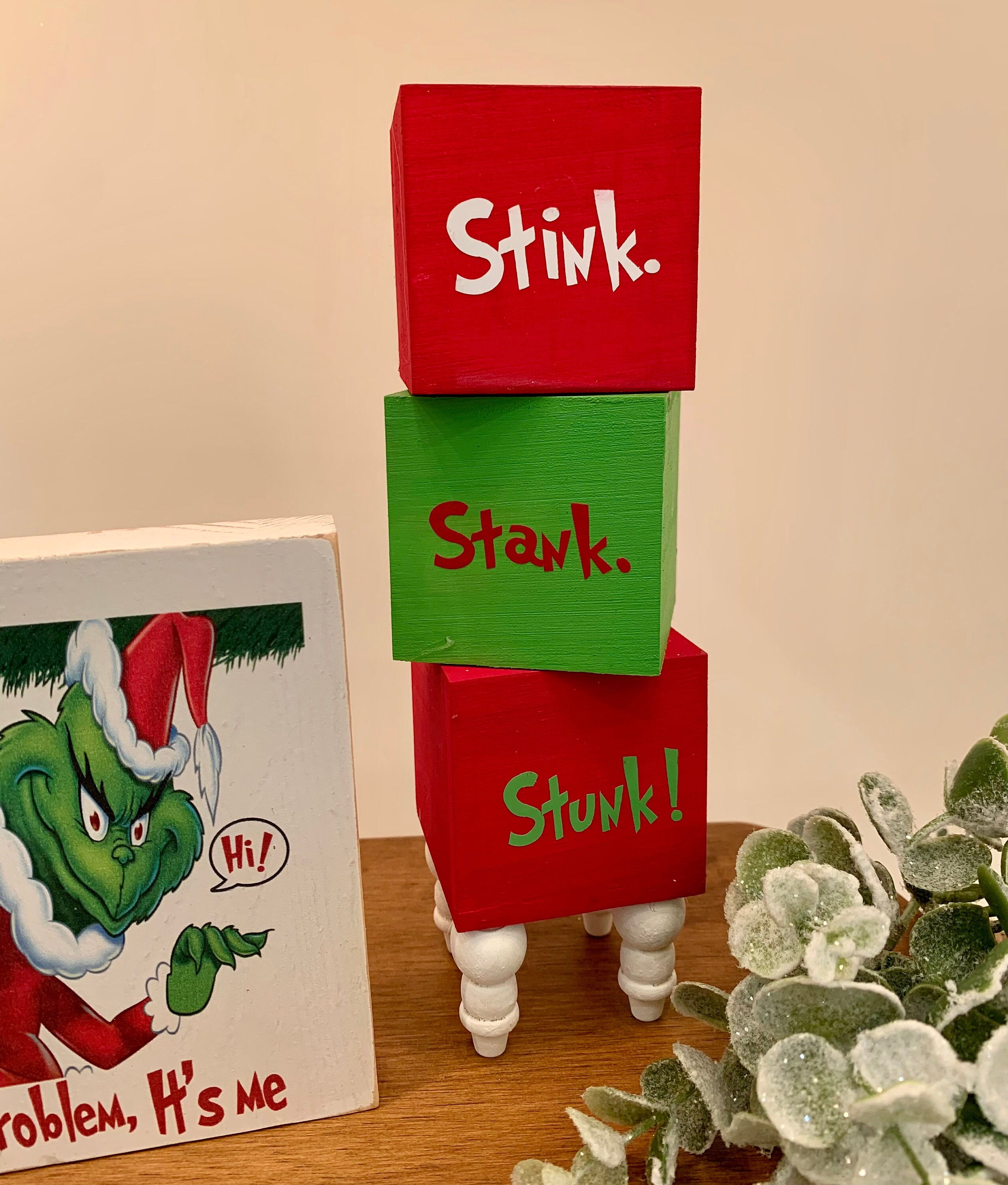 Grinch Wood Stacked Tiered Tray Decor - Etsy