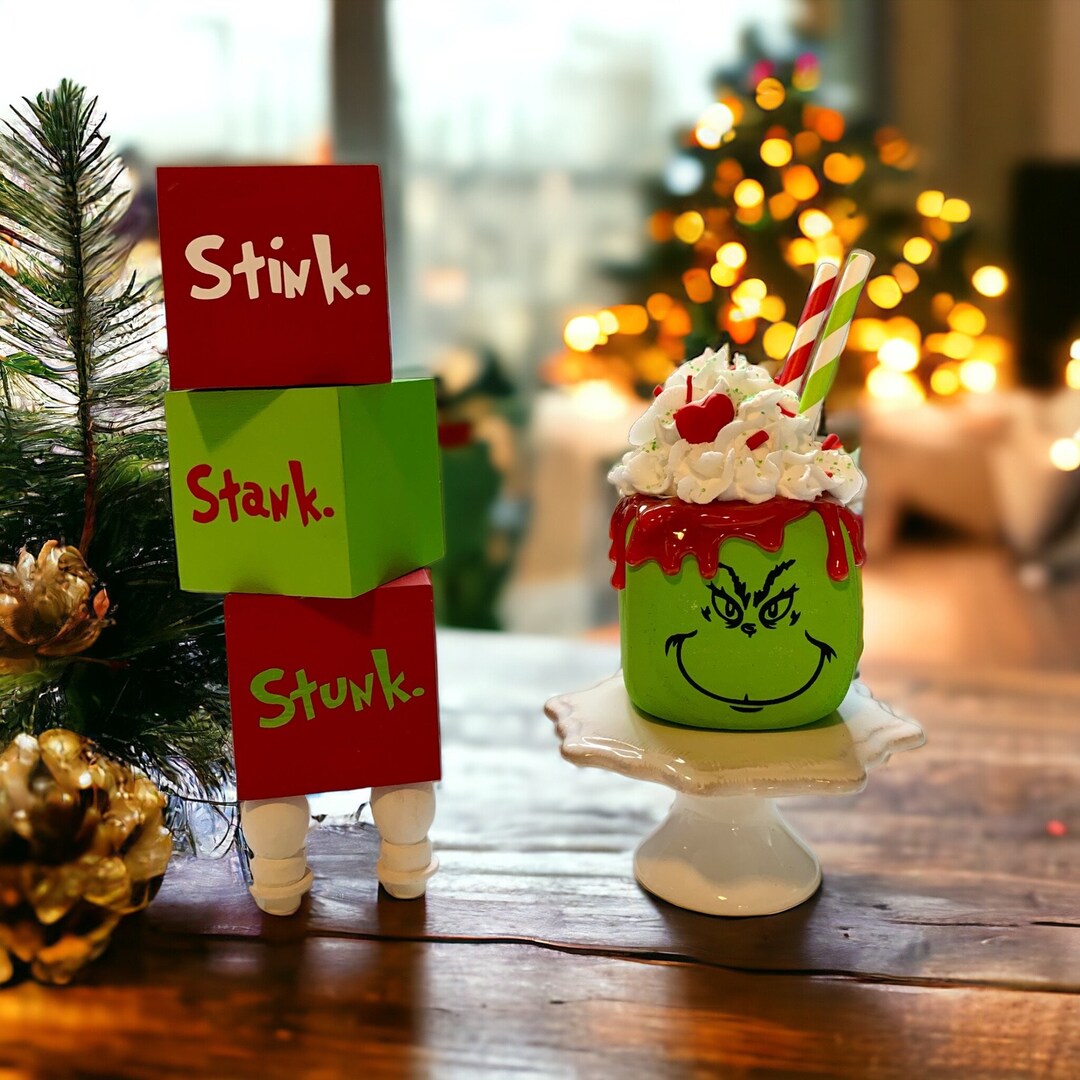 Grinch Wood Stacked Tiered Tray Decor - Etsy