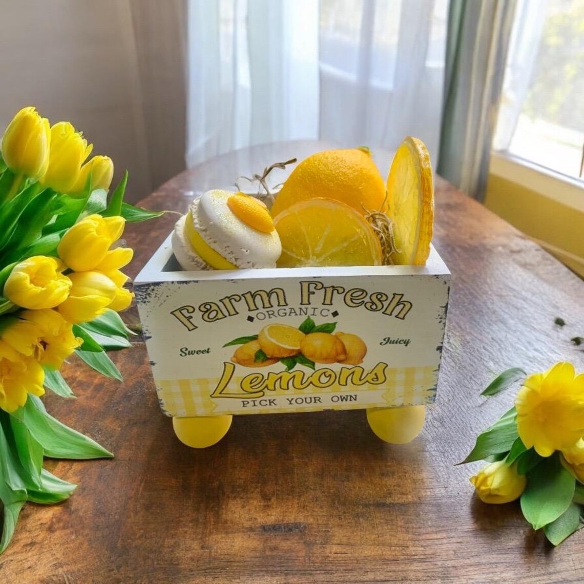 Farm Fresh Lemons Mini Crate for Tiered Tray Decor - Etsy