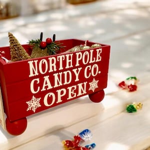 North Pole Candy Company/santas Sweets/mini Wood Crate/holiday Candy ...