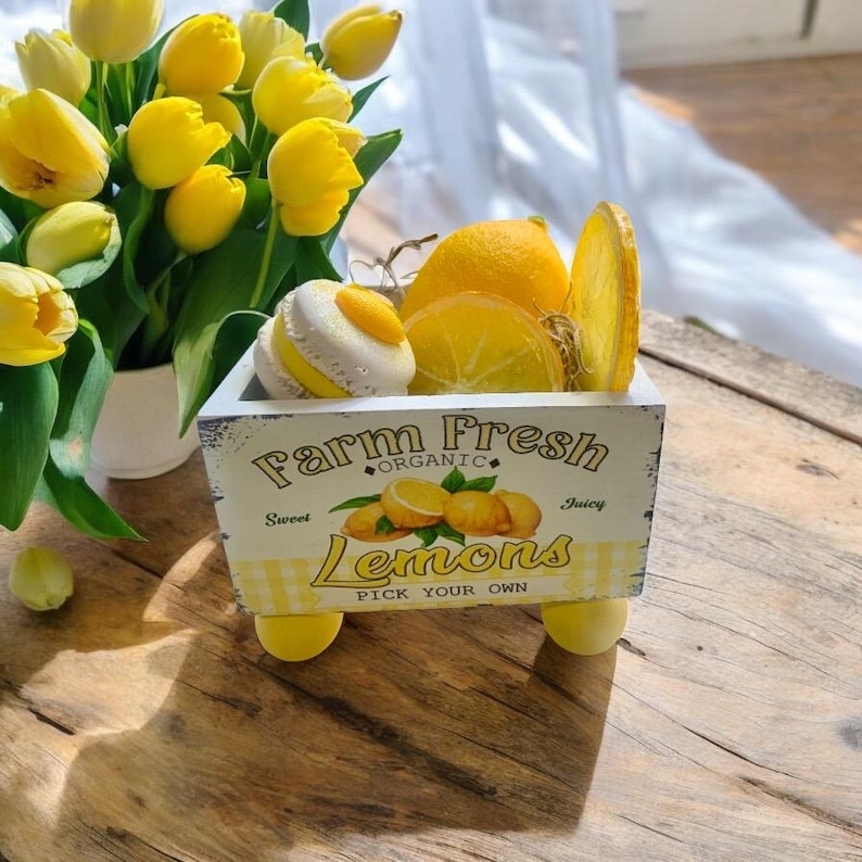 Farm Fresh Lemons Mini Crate for Tiered Tray Decor - Etsy