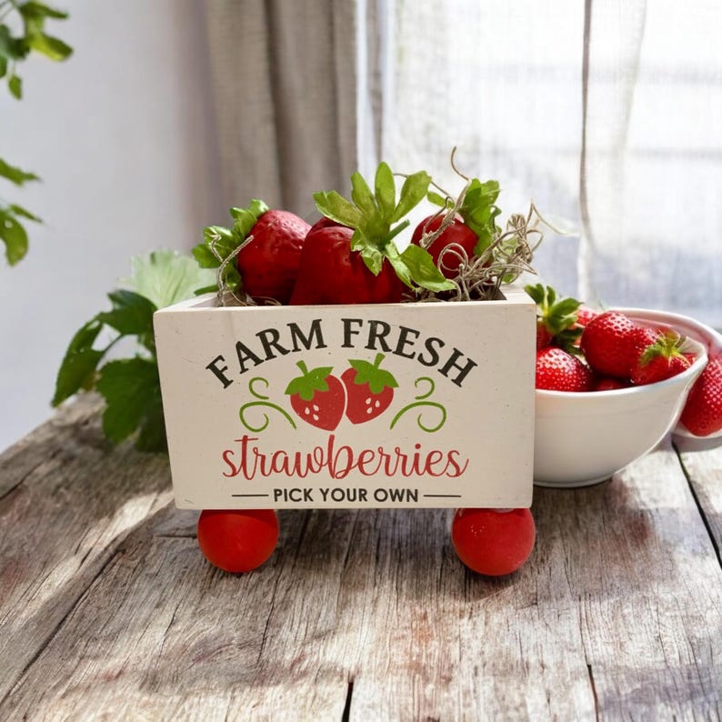 Strawberry Farmhouse Inspired Mini Crate - Etsy
