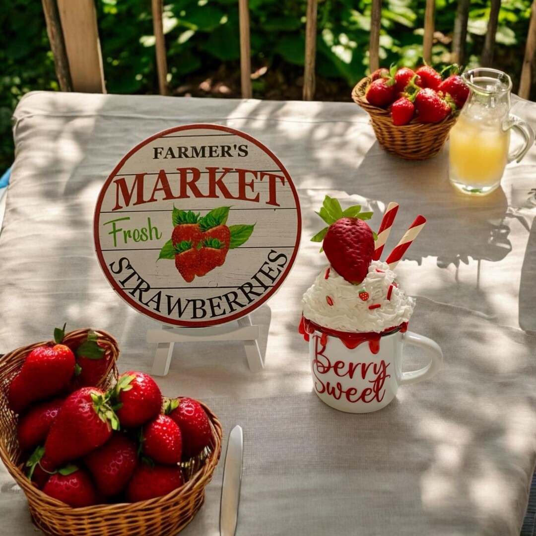 Farmers Market Strawberry Wood Sign - Etsy