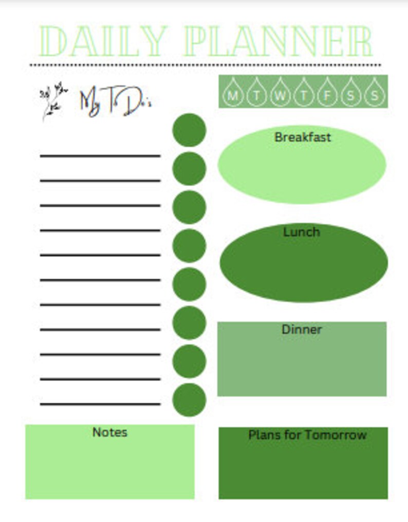 Green Daily Planner - Etsy