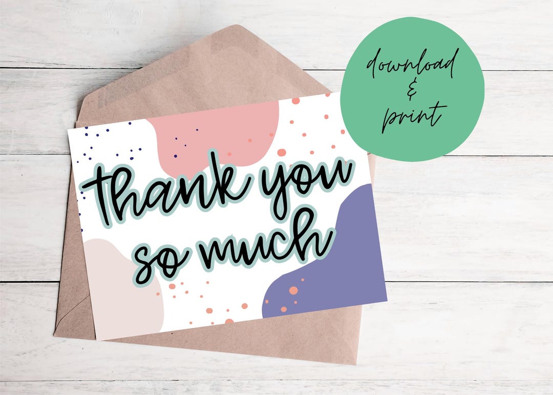 Printable Thank You so Much Card - INSTANT DOWNLOAD - Etsy