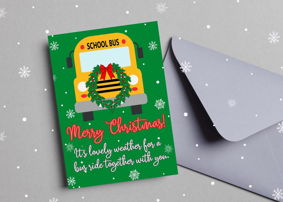 Printable Bus Driver Christmas Card - INSTANT DOWNLOAD - Etsy