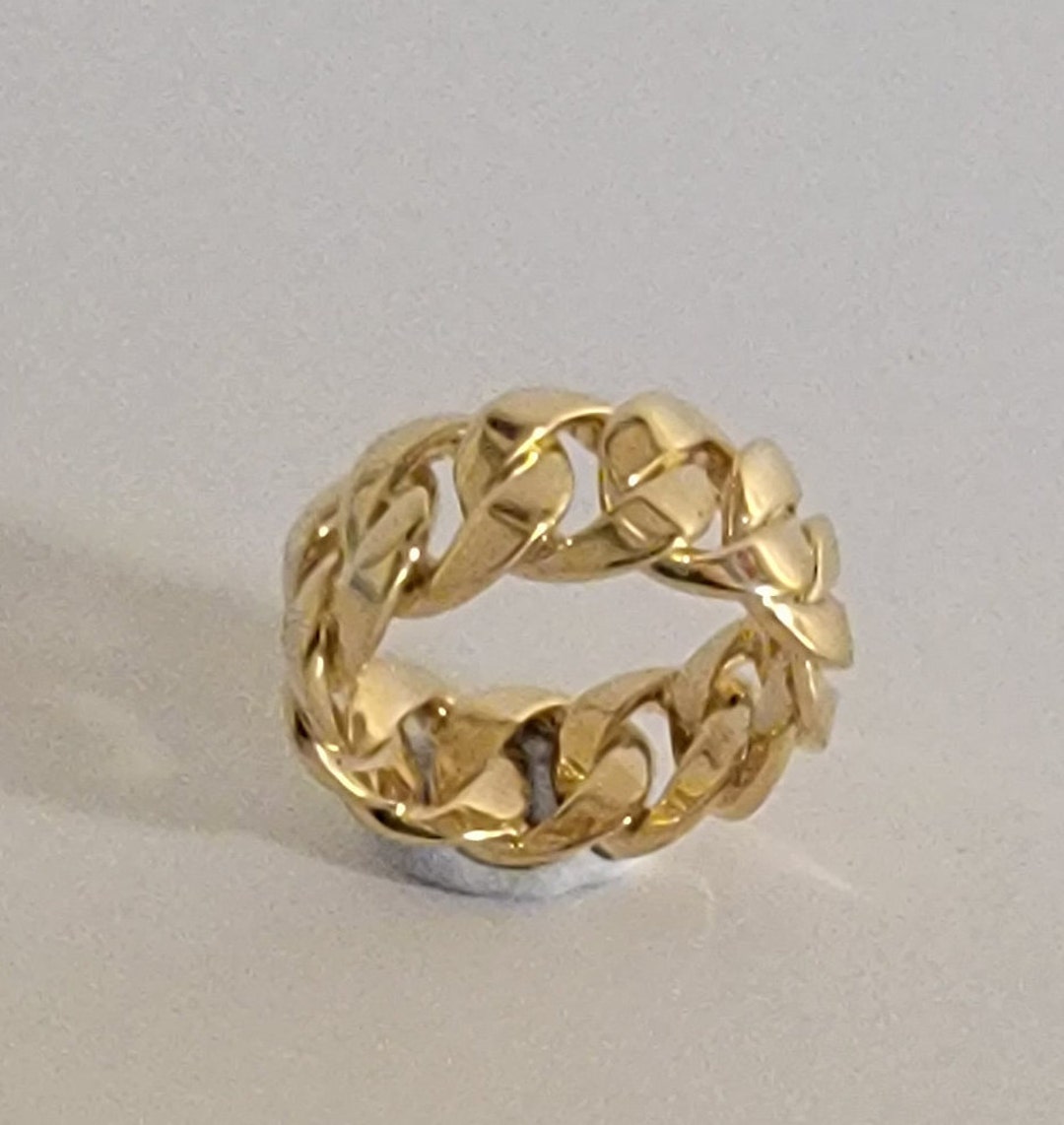 Miami Cuban Ring Solid 14K Gold 15 Grams Size 9 - Etsy