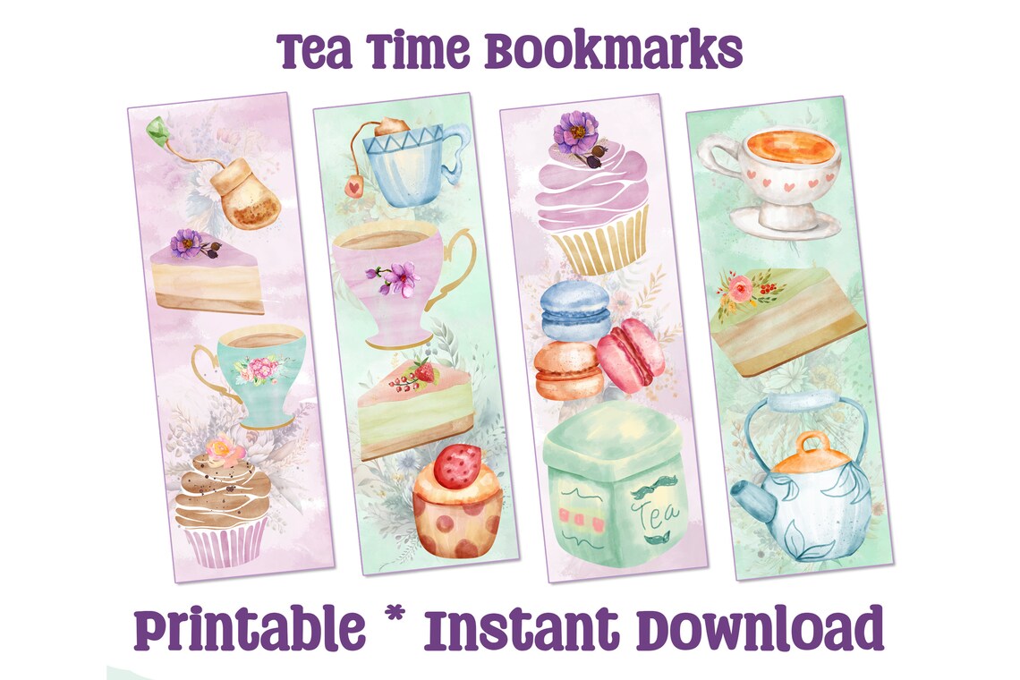 Teatime Printable Bookmarks, Instant Download, Tea Lover Gift, Tea Time ...